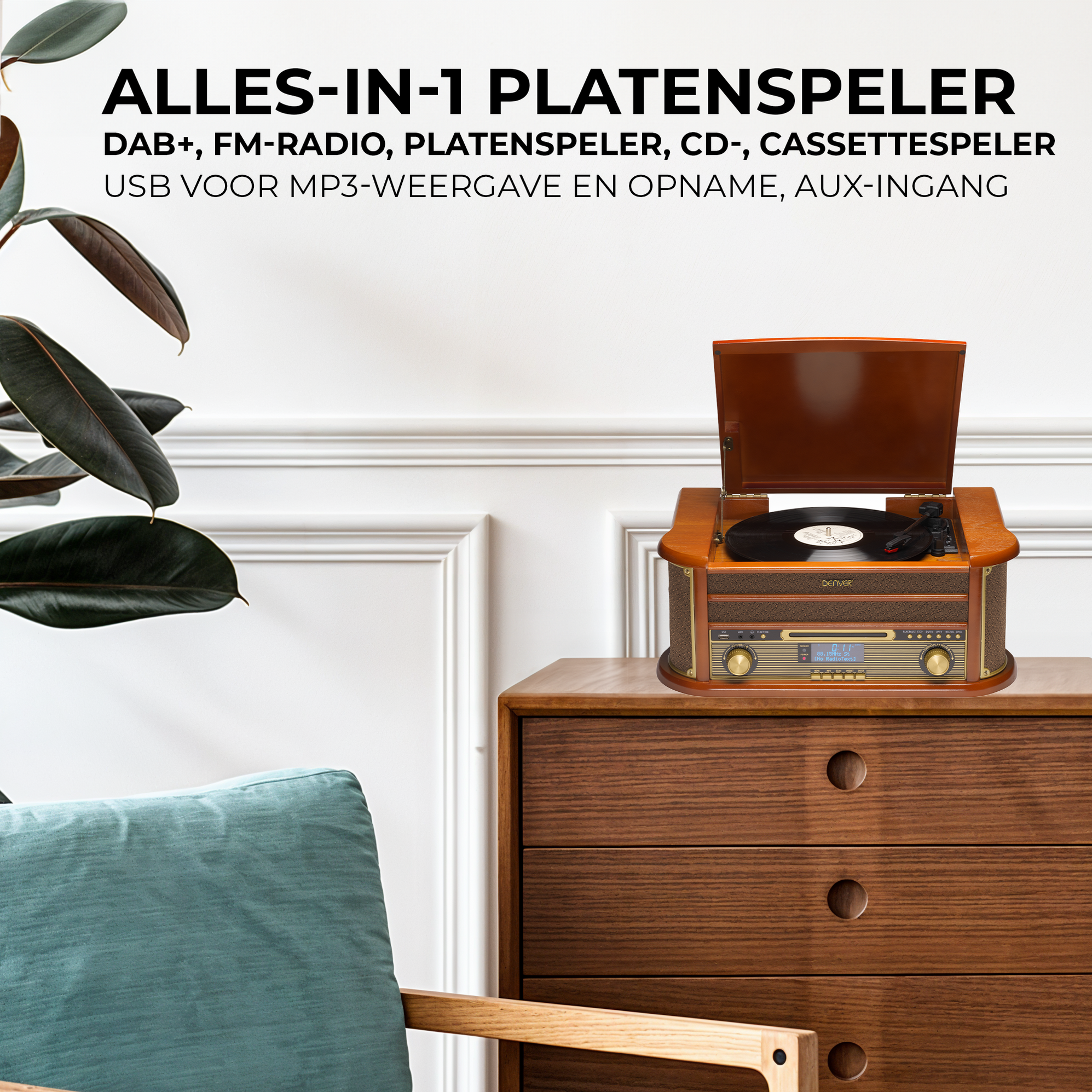 Denver Retro Platenspeler - DAB Radio - CD Speler - Cassette - MRD51 ...