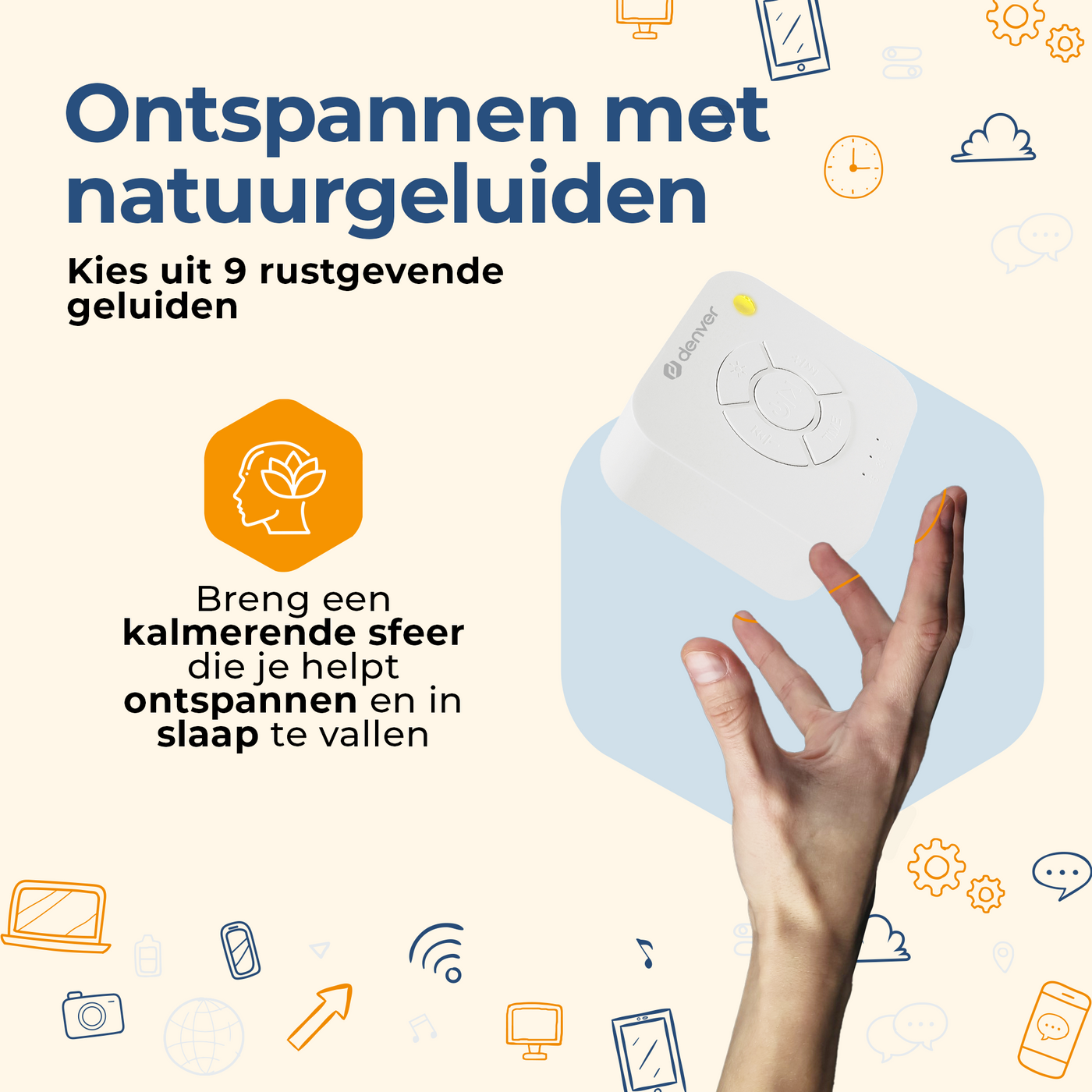 Denver White Noise Machine Baby - Volwassenen - Ademend licht - Witte ...